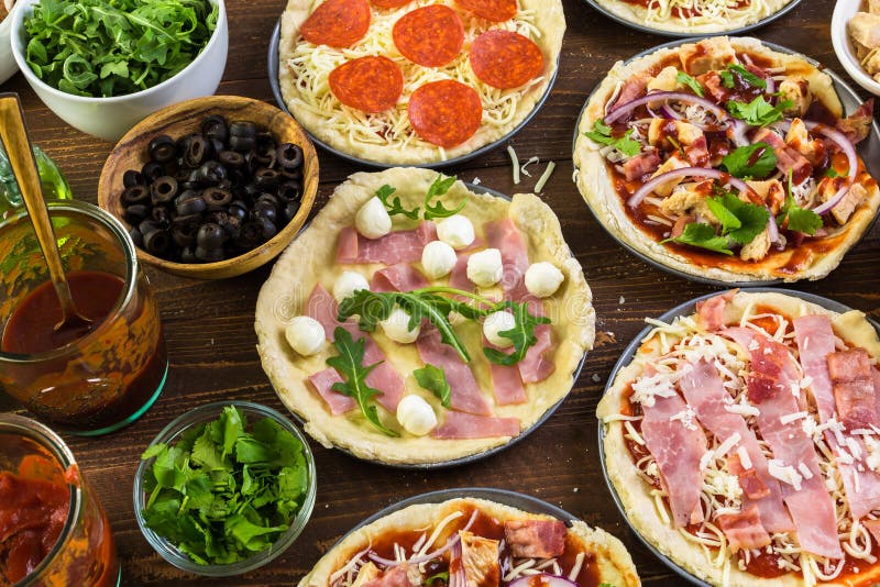 Small pizzas stock image. Image of fancy, premium, mini - 88436649