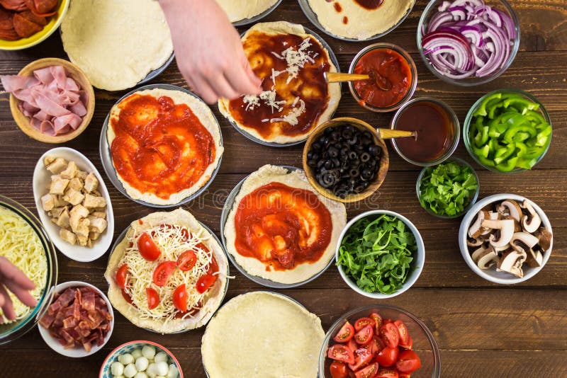 Small pizzas stock photo. Image of italian, preparing - 88439310