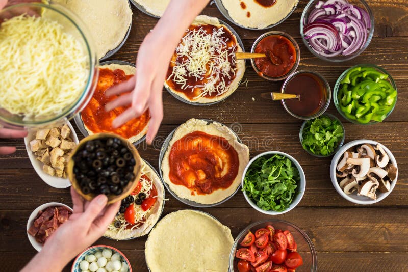 Small pizzas stock image. Image of cooking, pizza, step - 88439359