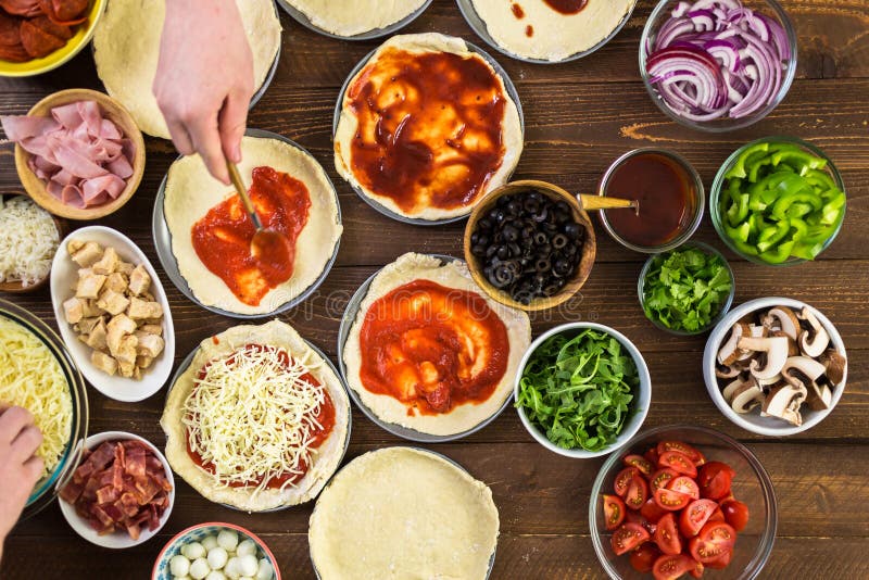 Small pizzas stock image. Image of overhead, view, carbohydrate - 88439827