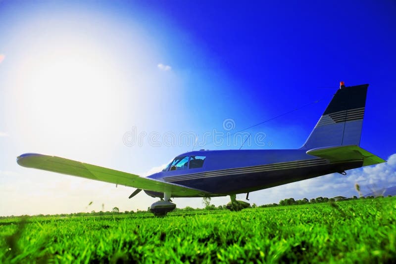 Small plane in blue sky stock photo. Image of aircraft - 6185408