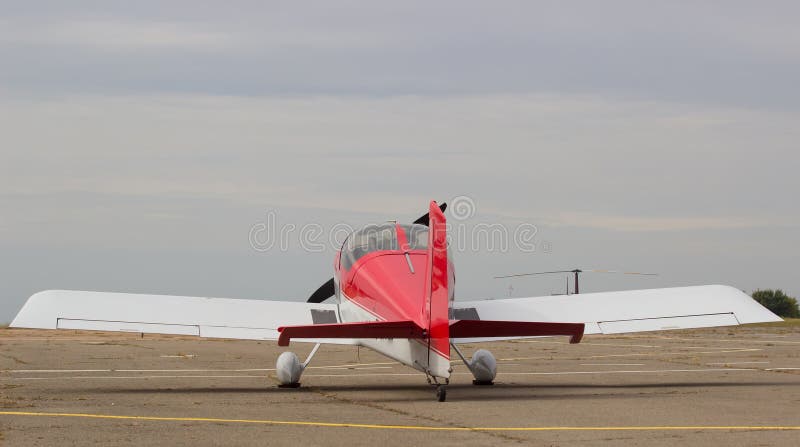 Small plane in the air. stock photo. Image of single - 59466560