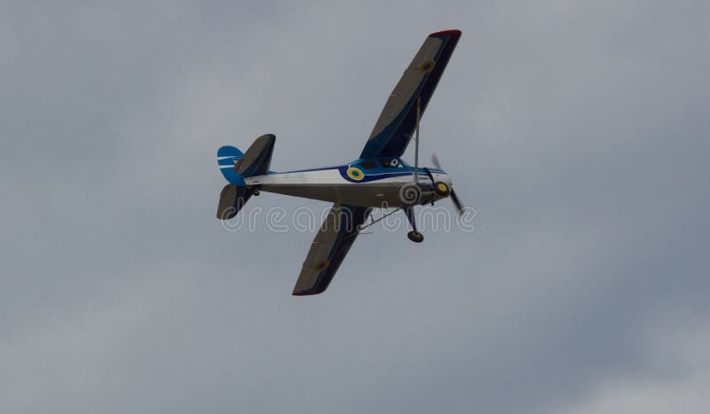 Small plane in the air. stock image. Image of cockpit - 59451471
