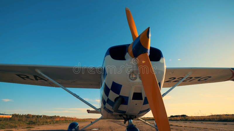 Small Plane is on an Airfield, Ready for a Flight. 4K. Stock Video ...