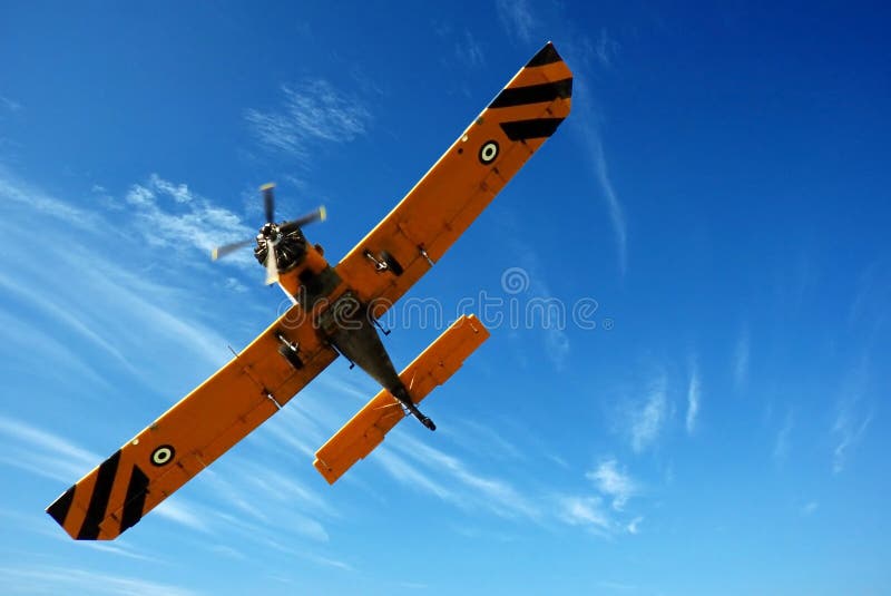 Small plane in blue sky stock photo. Image of aircraft - 6185408