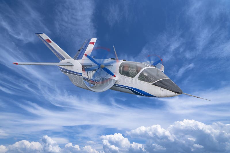 Small Plane in Blue Sky. Experimental Aircraft an-181 Stock Image ...