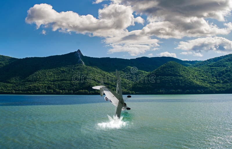 Small Plane Crashes into River Water Stock Image - Image of flight ...