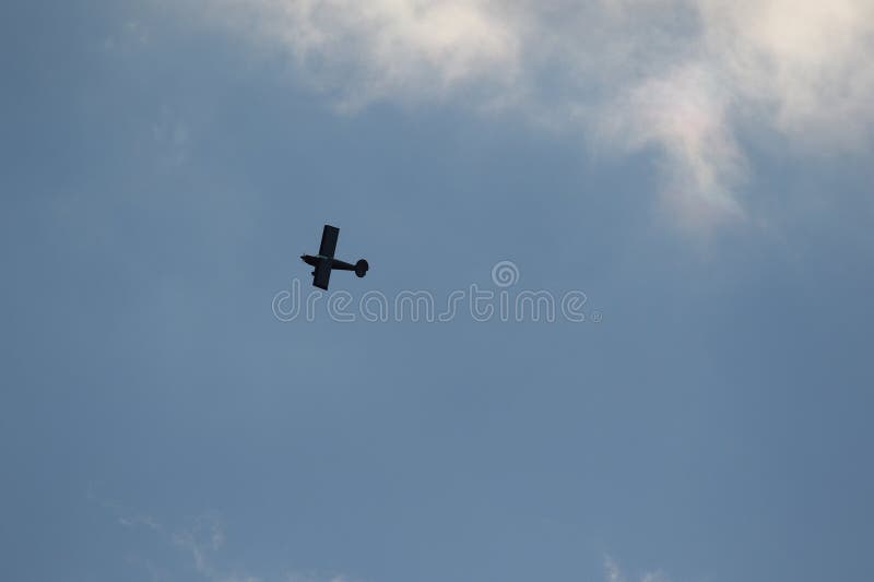 Small Plane Flying on a Blue Sky Stock Image - Image of aviation ...