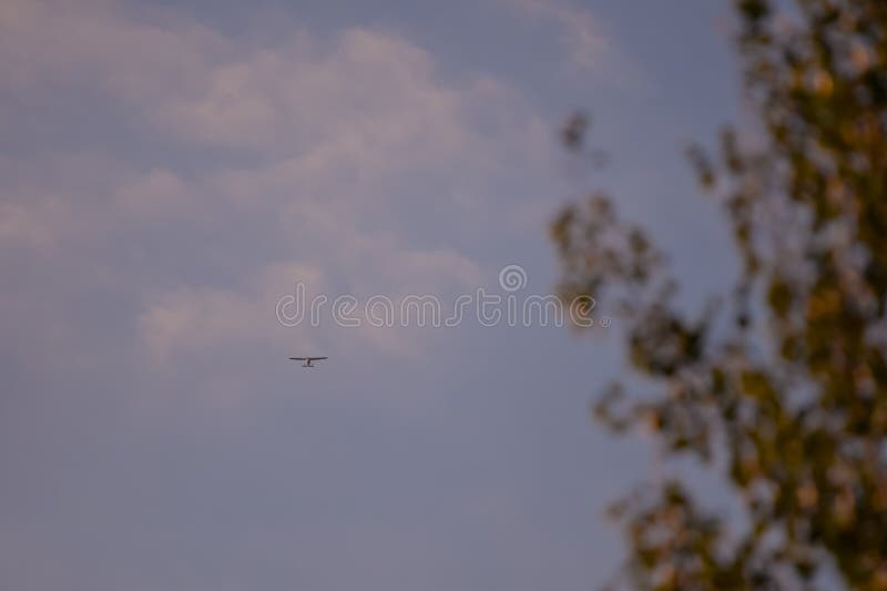 Small Plane Flying in the Blue Sky. Single Engine Cessna Aircraft Model ...