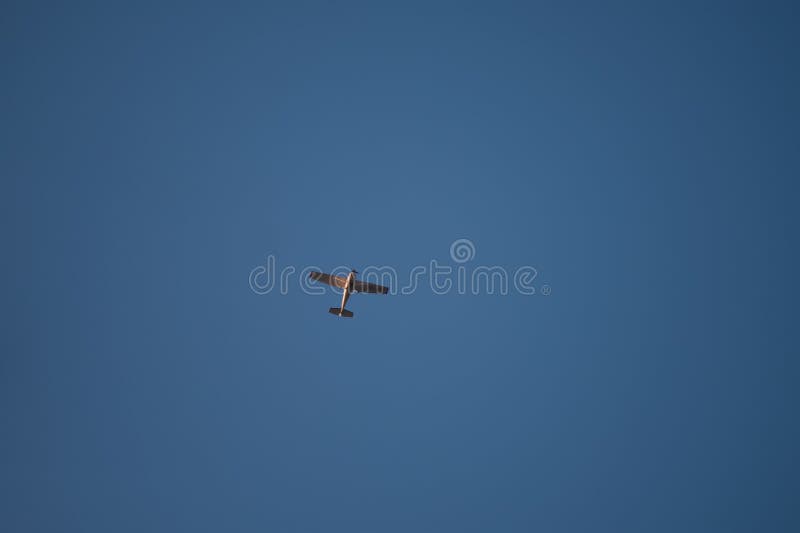 Small Plane Flying in the Blue Sky. Single Engine Cessna Aircraft Model ...
