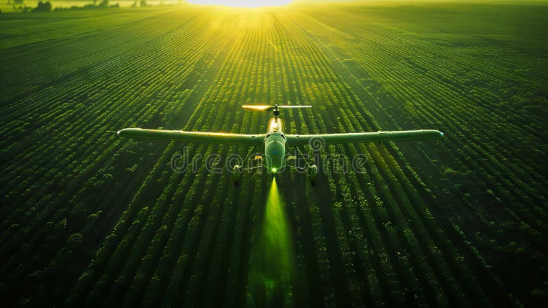 A Small Plane Flying Over a Field Stock Image - Image of corn, ground ...