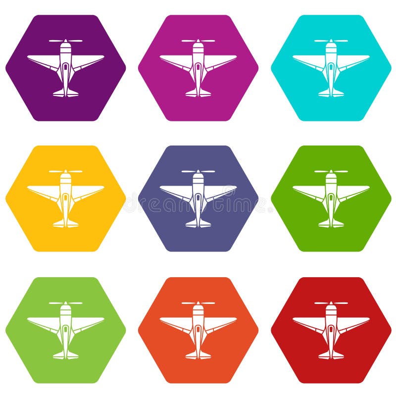 Small Plane Icons Set 9 Vector Stock Vector - Illustration of icon ...
