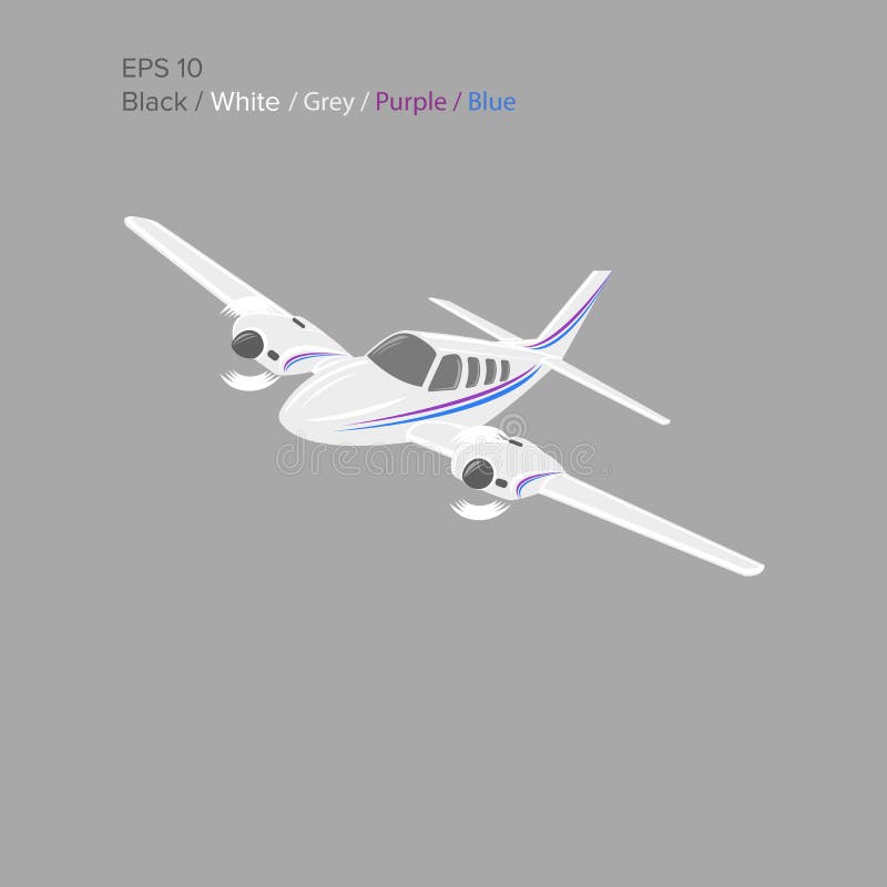 Small Plane Illustration. Twin Engine Propelled Aircraft Stock ...