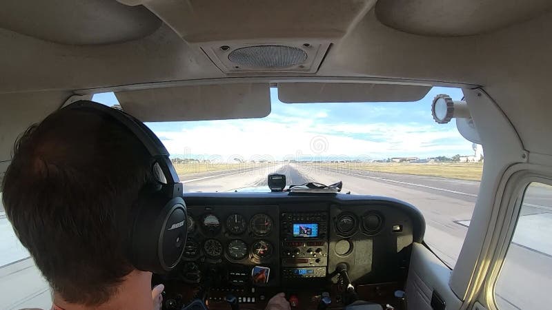 View from the Cockpit of a Small Plane during the Take Off from a ...