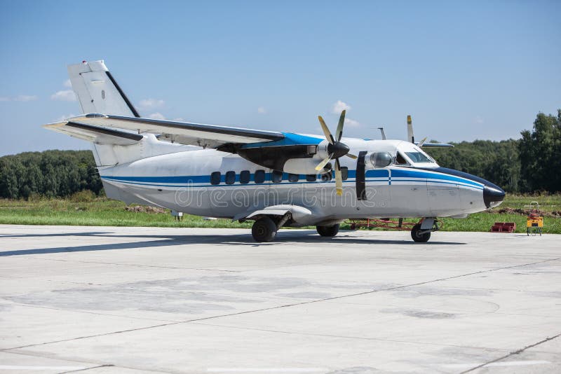 Small Plane on Runway Takes Off Stock Image - Image of business, single ...