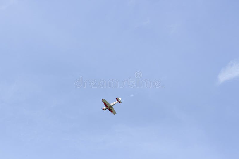 A Small Plane in the Sky with Space for Text. Single Plane Flies Lonely ...