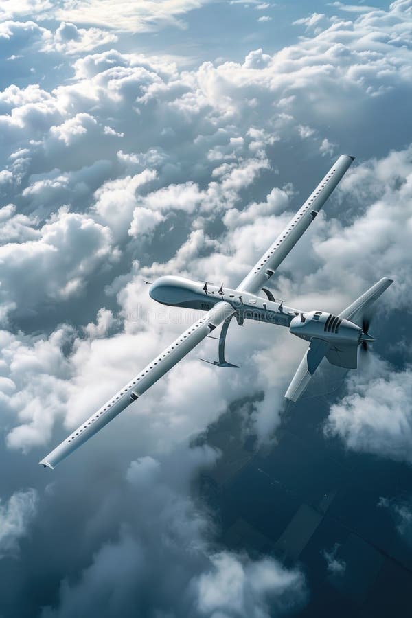 A Small Plane Soaring through the Sky Above Fluffy White Clouds Stock ...