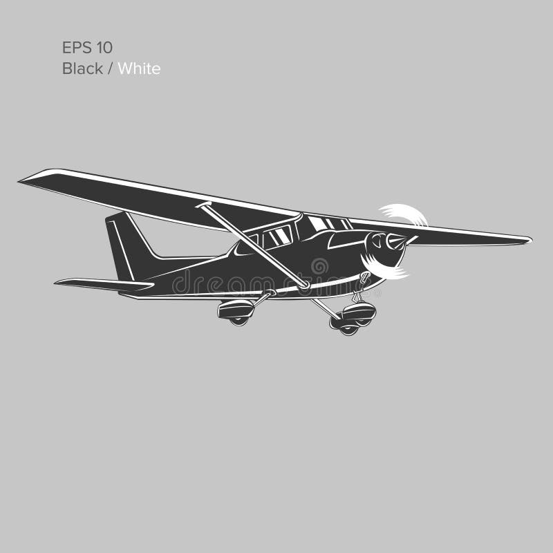 Small Plane Vector Sketch. Hand Drawn Single Engine Propelled Aircraft ...