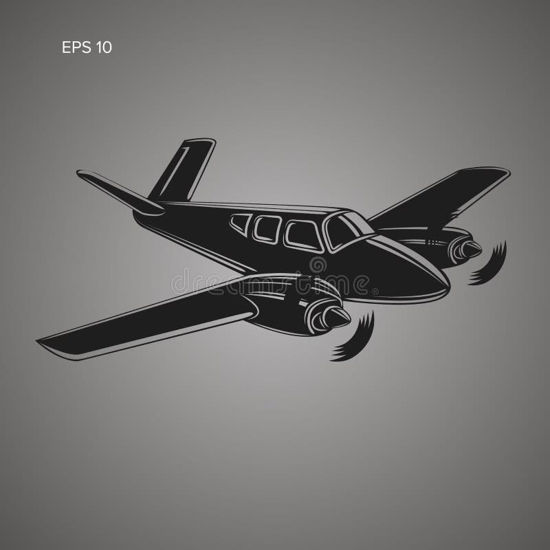 Small Plane Vector Illustration. Twin Engine Propelled Passenger ...