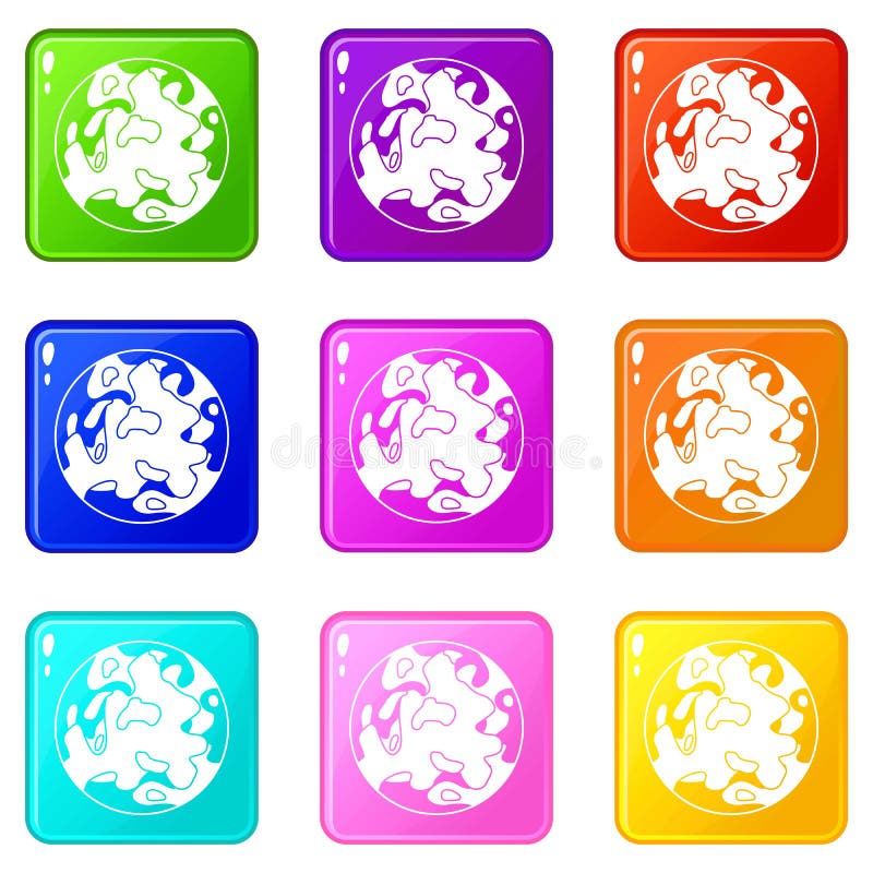 Small planet icons 9 set stock vector. Illustration of glob - 96145382