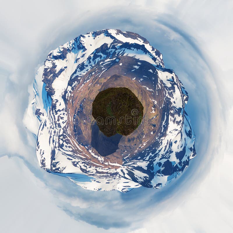 Small Planet Image. Mountains. Stock Image - Image of snow, iceland ...