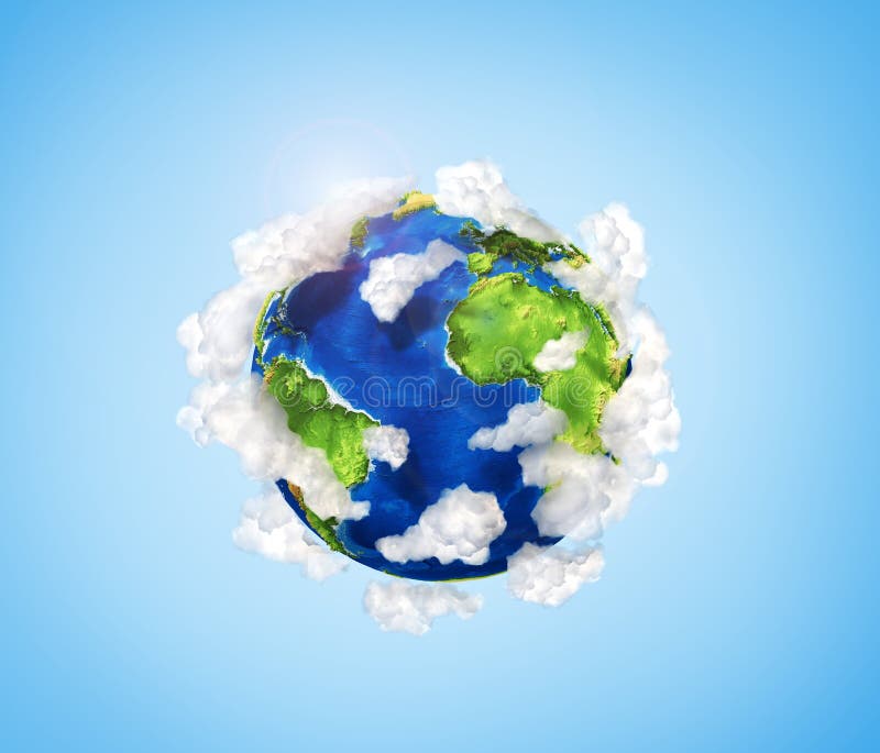 Small planet with oceans stock illustration. Illustration of ocean ...