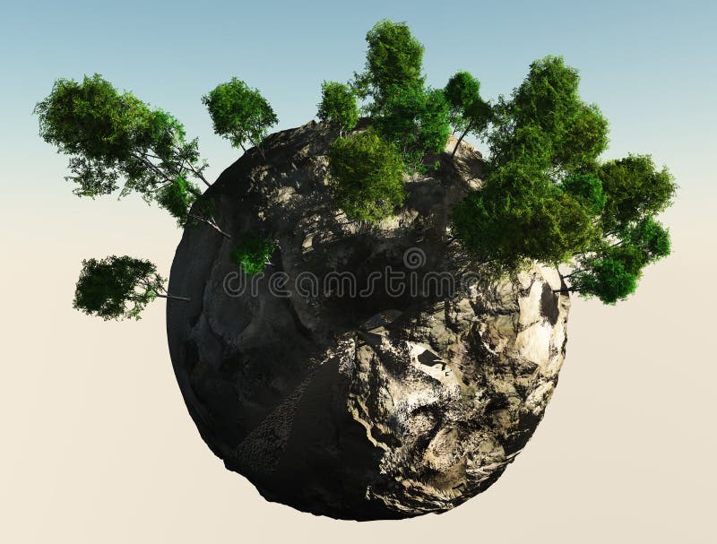 Small Planet with trees stock illustration. Illustration of ball - 33119806