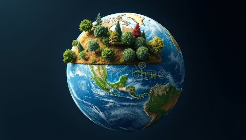 Small Planet with Trees on it Stock Image - Image of land, light: 352975251