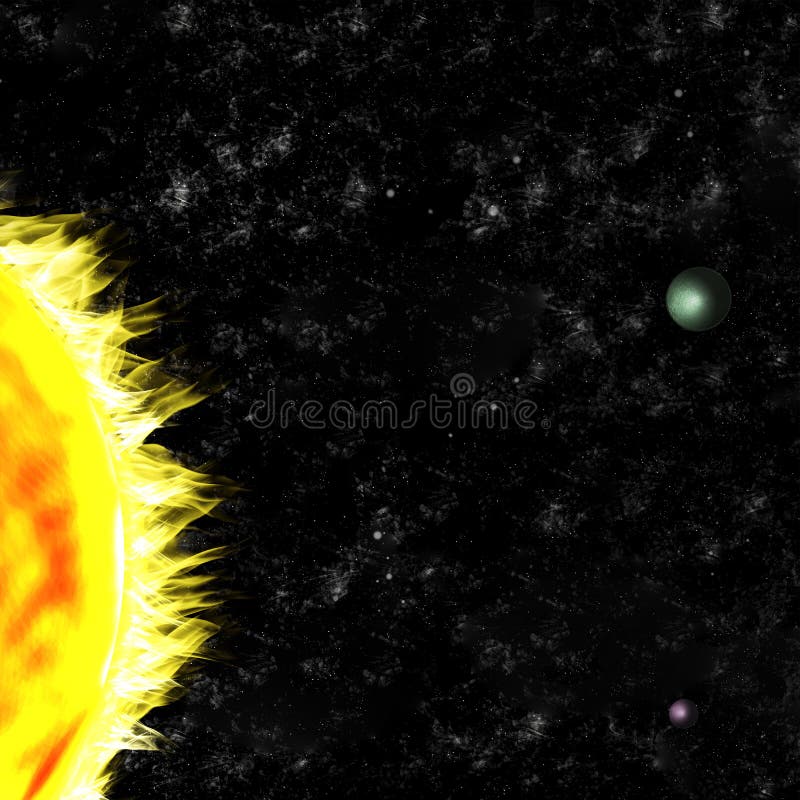 Small Planets Enlightened by Incandescent Sun 3D Illustrati Stock ...
