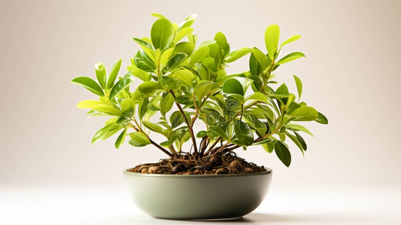 A Small Plant is in a Bowl with Green Leaves on White Background Stock ...