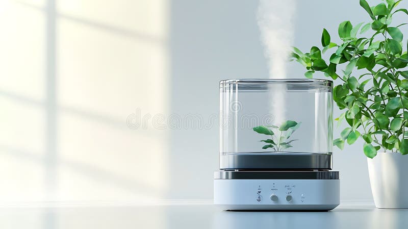 A Small Plant is in a Clear Container with a Misting System Stock ...
