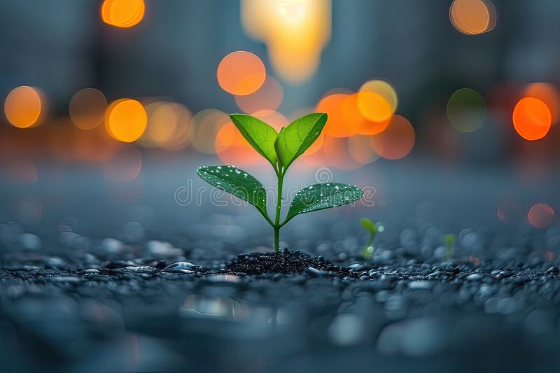 A Small Plant is Emerging from the Earth, Surrounded by Nature Stock ...