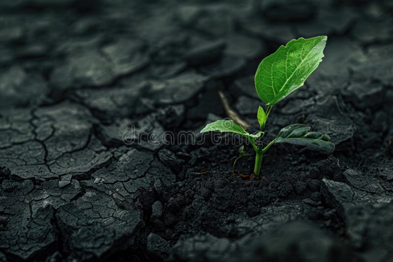 A Small Plant Emerging from the Soil, Suitable for Nature Themes Stock ...