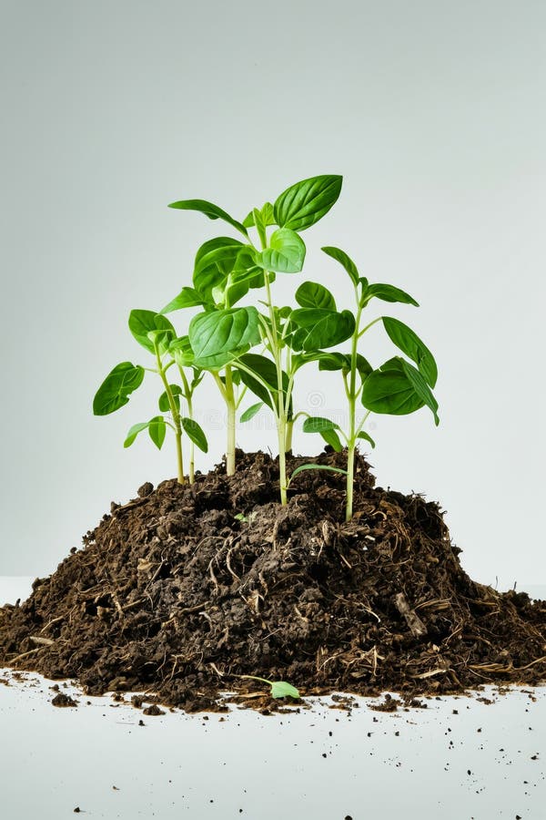 A Small Plant Growing Out of a Pile of Dirt Stock Image - Image of ...