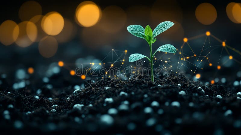 Small Plant Growing in Soil with Abstract Background for Growth and ...