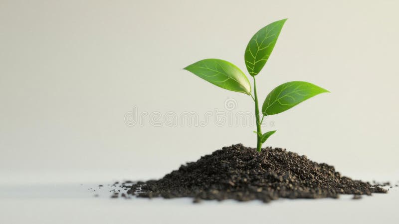 Small Plant Grows from Soil with Green Leaves and Start Up Concept ...