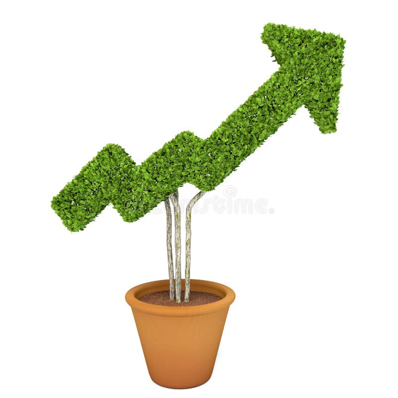 A Small Plant in a Pot Shaped Like a Graph Stock Illustration ...