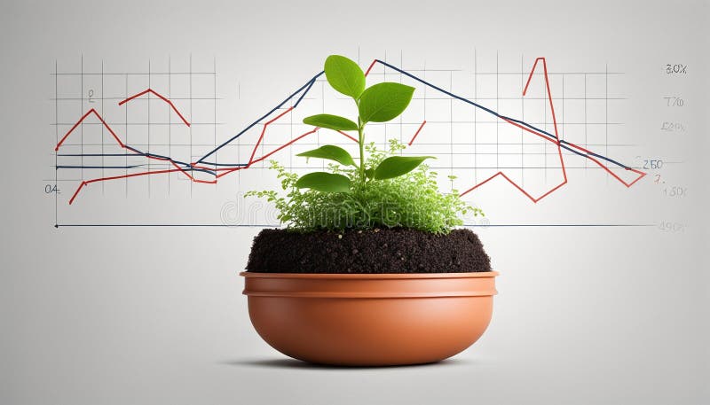 Small Plant in Pot Shaped Like Growing Graph Stock Illustration ...