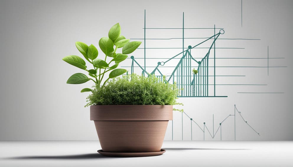Small Plant in Pot Shaped Like Growing Graph Stock Illustration ...