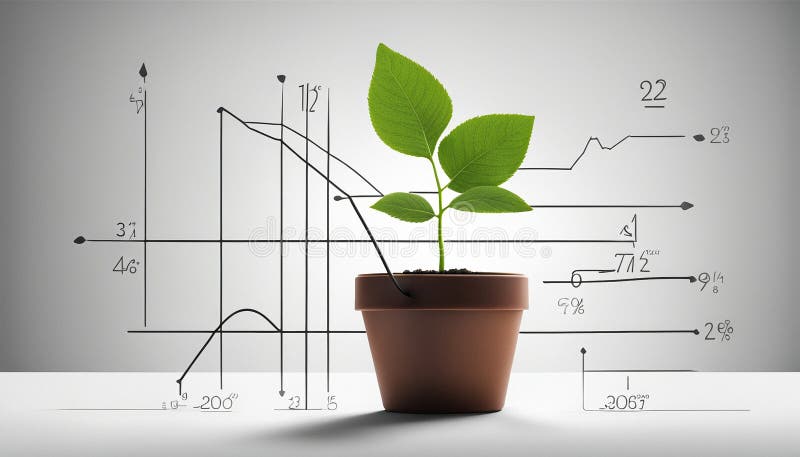 Small Plant in Pot Shaped Like Growing Graph Stock Illustration ...