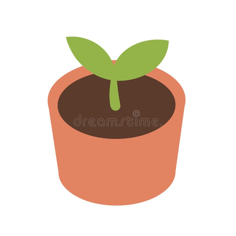 Small Plant in Pot Vector Art, Simple Potted Plant Flat Design ...