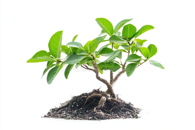 Small Plant with Roots in Sight Placed on a Heap of Soil Stock ...