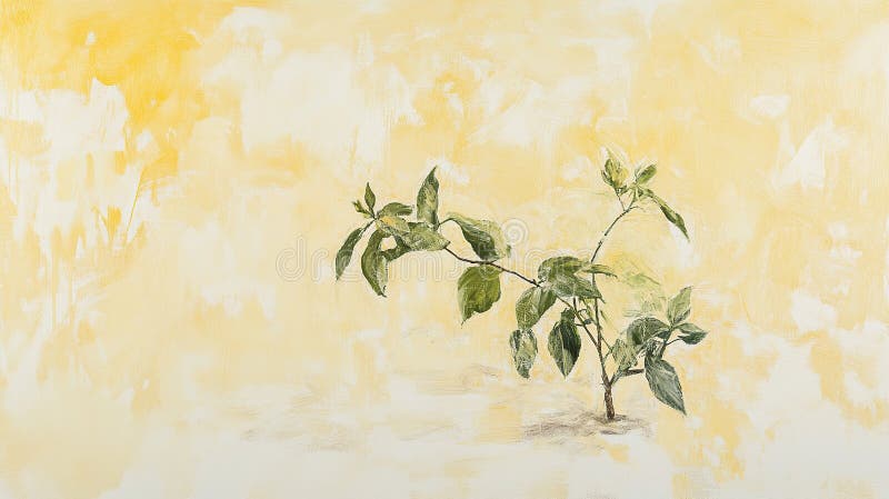 Small Plant Sprout Growing on Yellow Textured Background Stock Photo ...