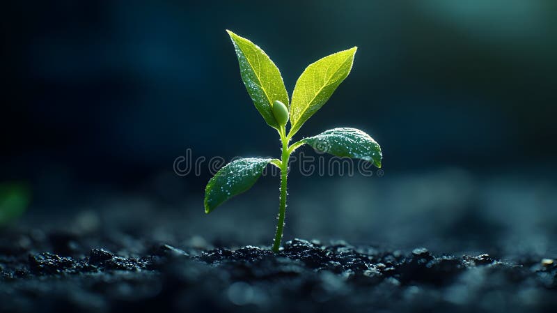 Small Plant Sprouting from the Ground Realistic Image Stock ...