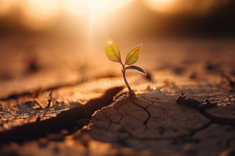 A Small Plant Sprouting Out of the Ground. AI Generative Image. Stock ...