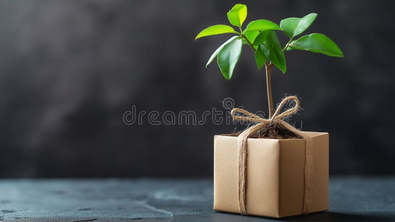 A Small Plant Sprouting from a Recycled Box, Symbolizing Sustainability ...