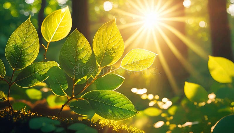 Small plant with sun rays stock illustration. Illustration of small ...