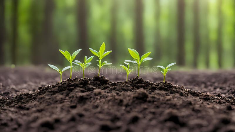 Small Plants Growing Against a Blurred Nature Background in a Peaceful ...