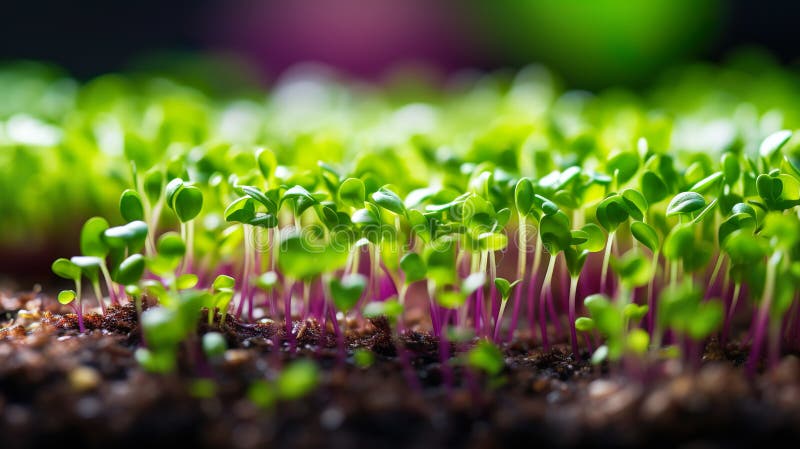 Small Plants Growth from the Ground with Sunlight. Generative AI Stock ...