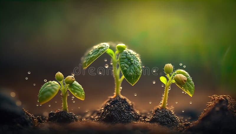 Small Plants that Have Just Grown are Very Fresh Watered Generate AI ...